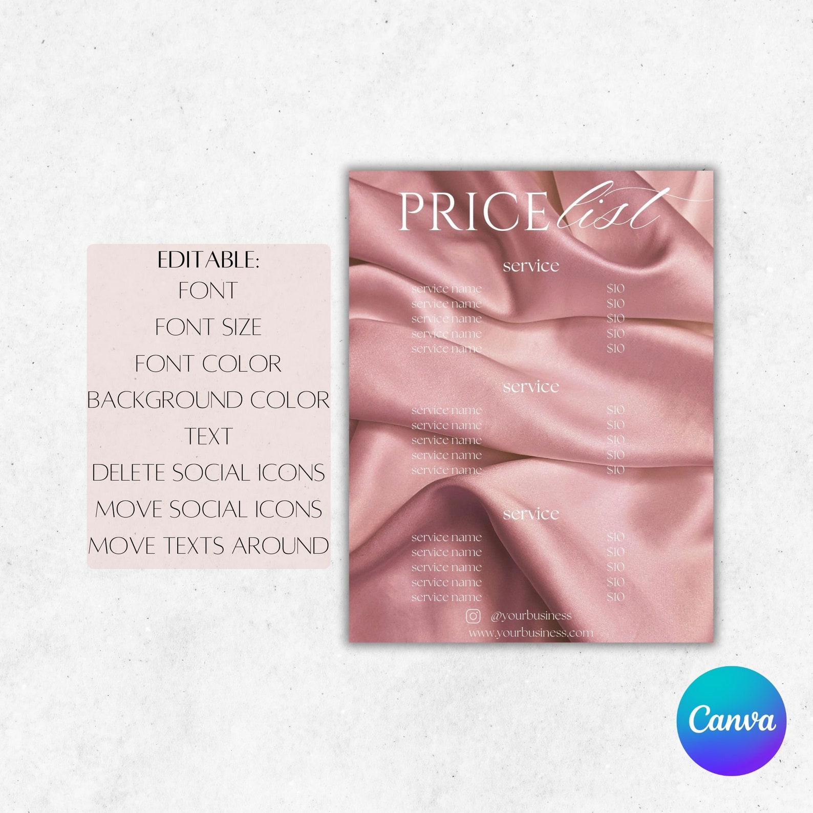 Luxury Price List Template | Salon Price List | Beauty Price List ...