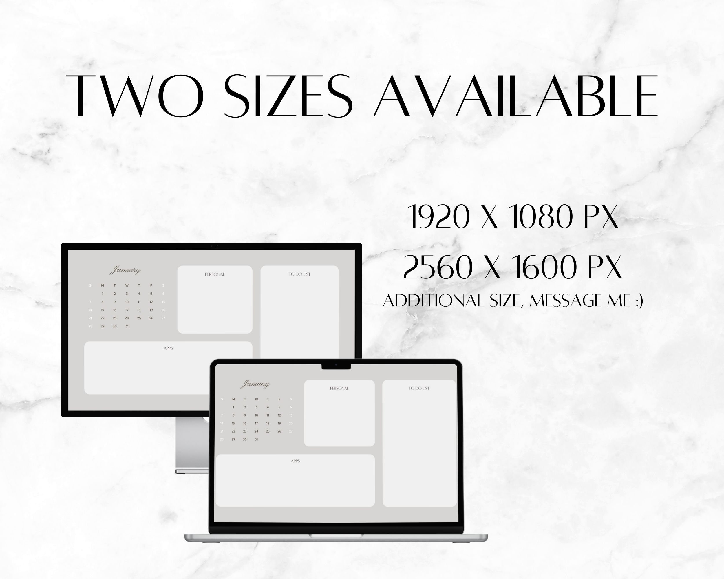 2024 Desktop Organizer Wallpaper Black & White Minimal With Calendar ...