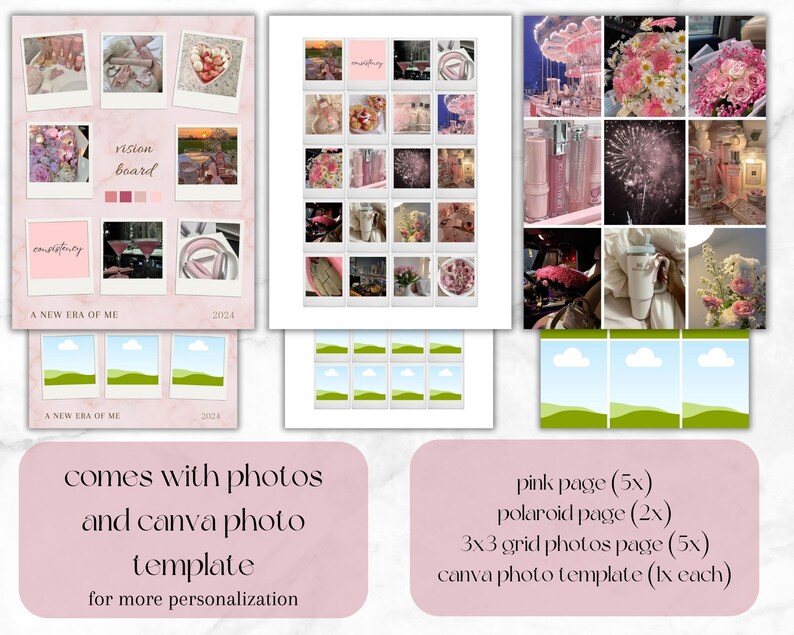 2024 Pink Vision Board Kit | Pink Mood Board | Manifestation Printable ...