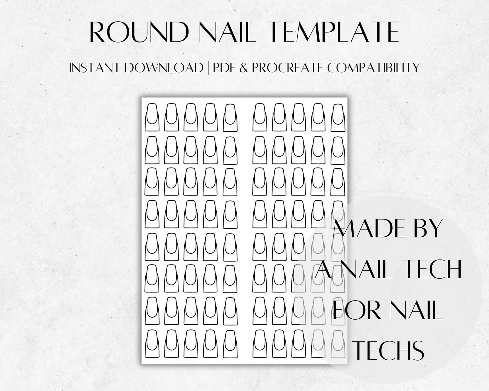 Round Nail Template | Nail Design & Practice Template | Digital ...