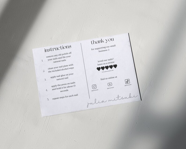 Customizable Press-on Nail Display Card Canva Template | DIY Nail Tech ...