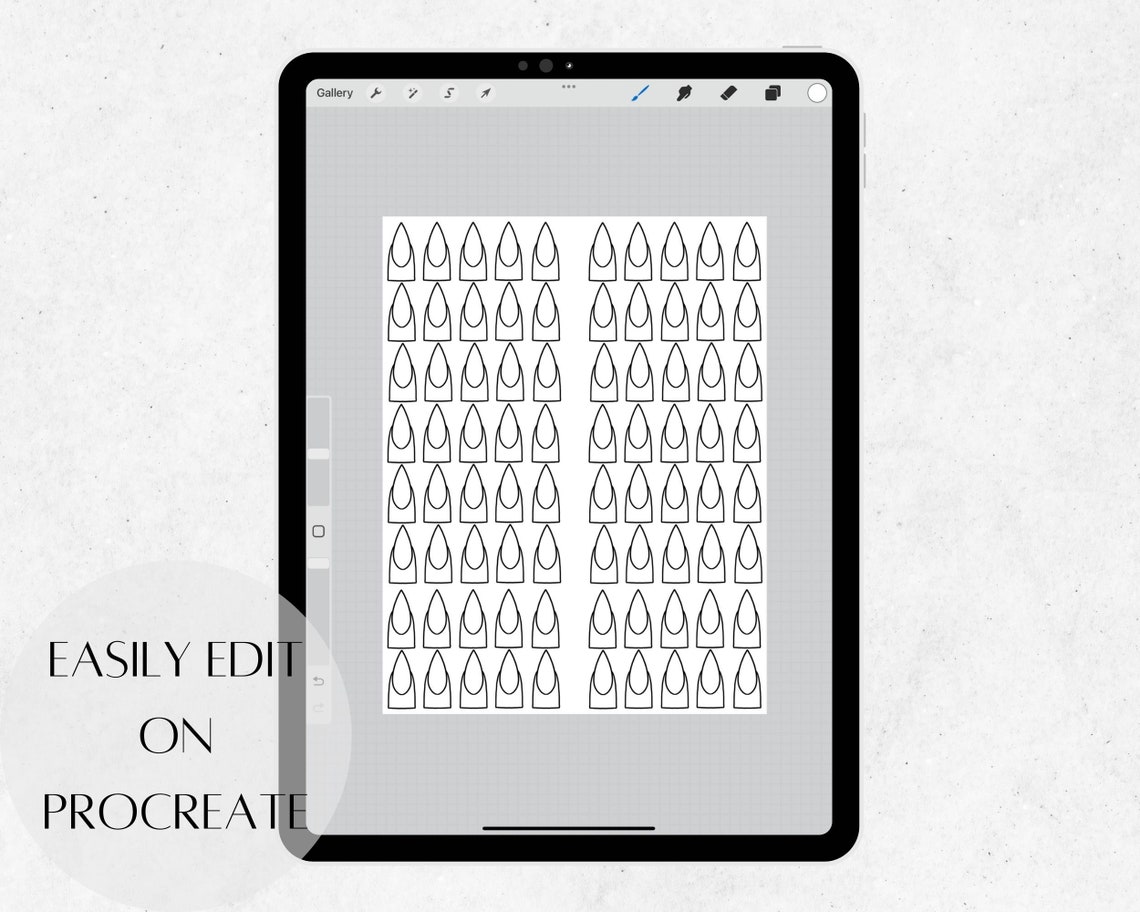 Stiletto Nail Template | Nail Design & Practice Template | Digital ...