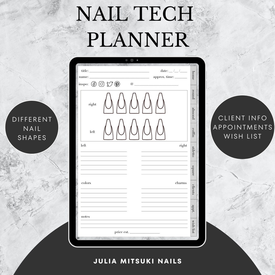 Digital Nail Tech Planner Goodnotes Compatibility iPad Salon Management ...