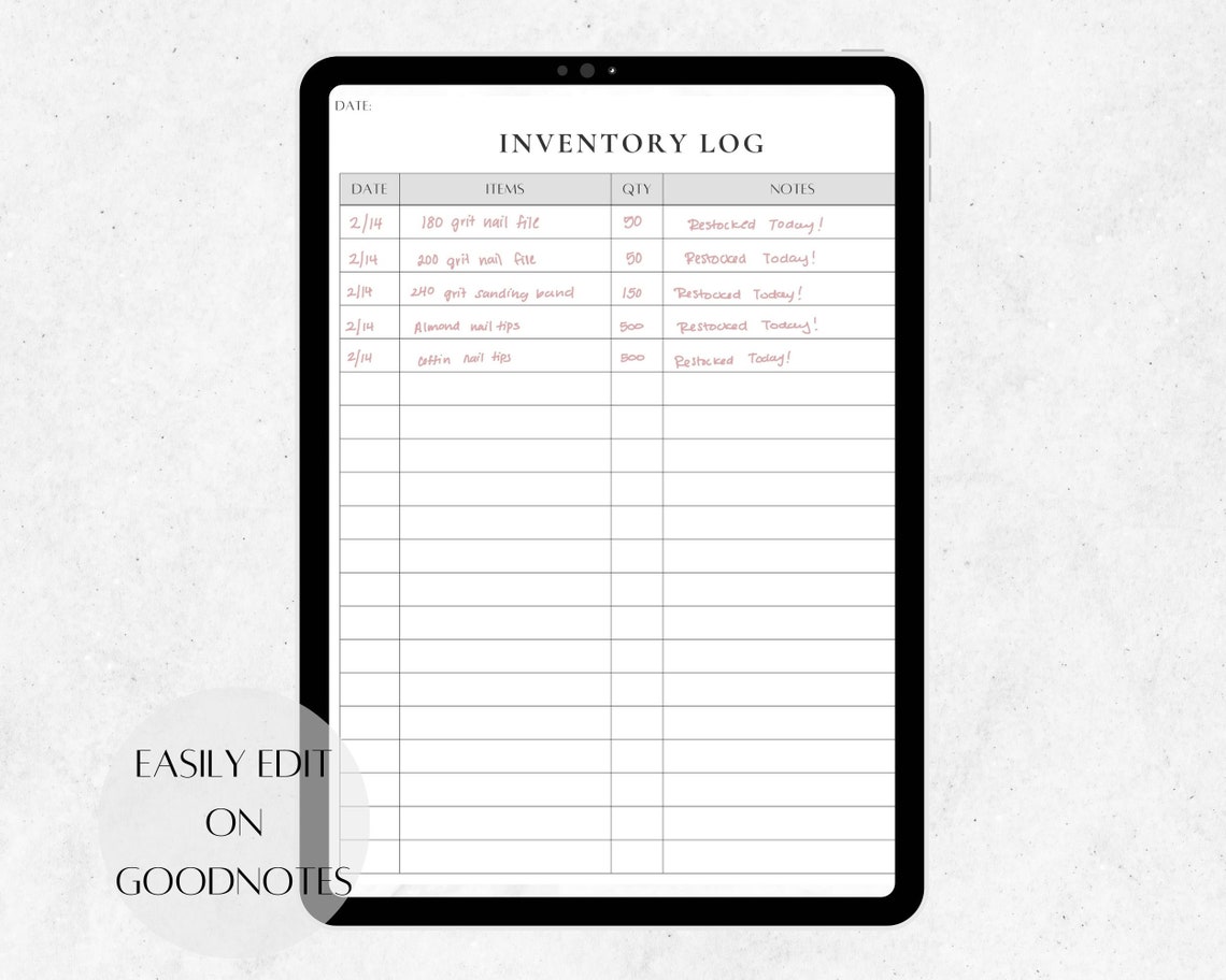 Editable Inventory Tracker | Printable Inventory Log, US Letter & A4 ...