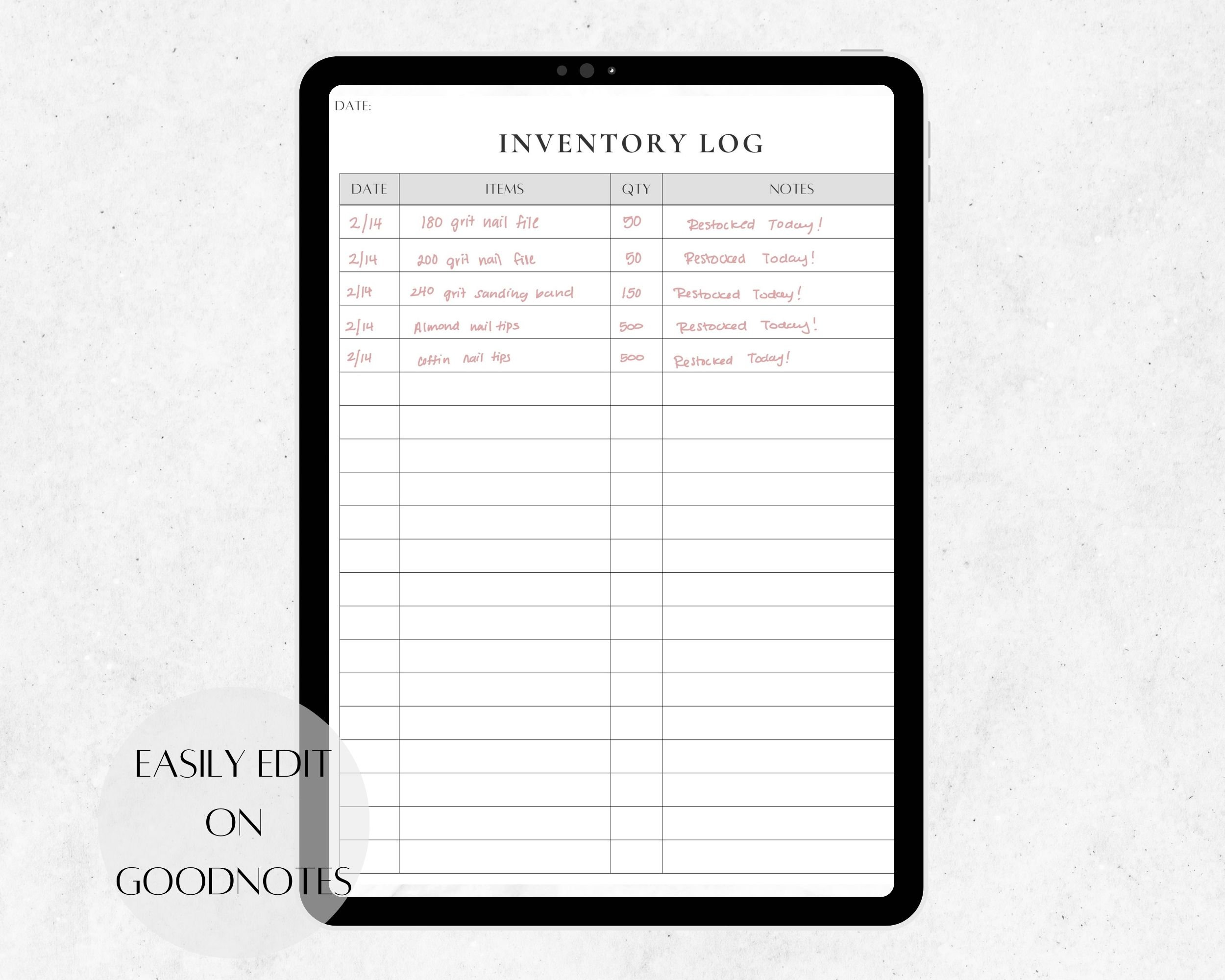 Editable Inventory Tracker | Printable Inventory Log, US Letter & A4 ...