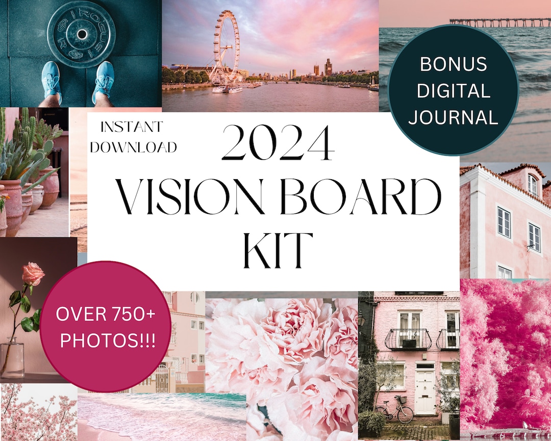 2024 Vision Board Kit Manifest PDF Digital File Printable Mood Board ...