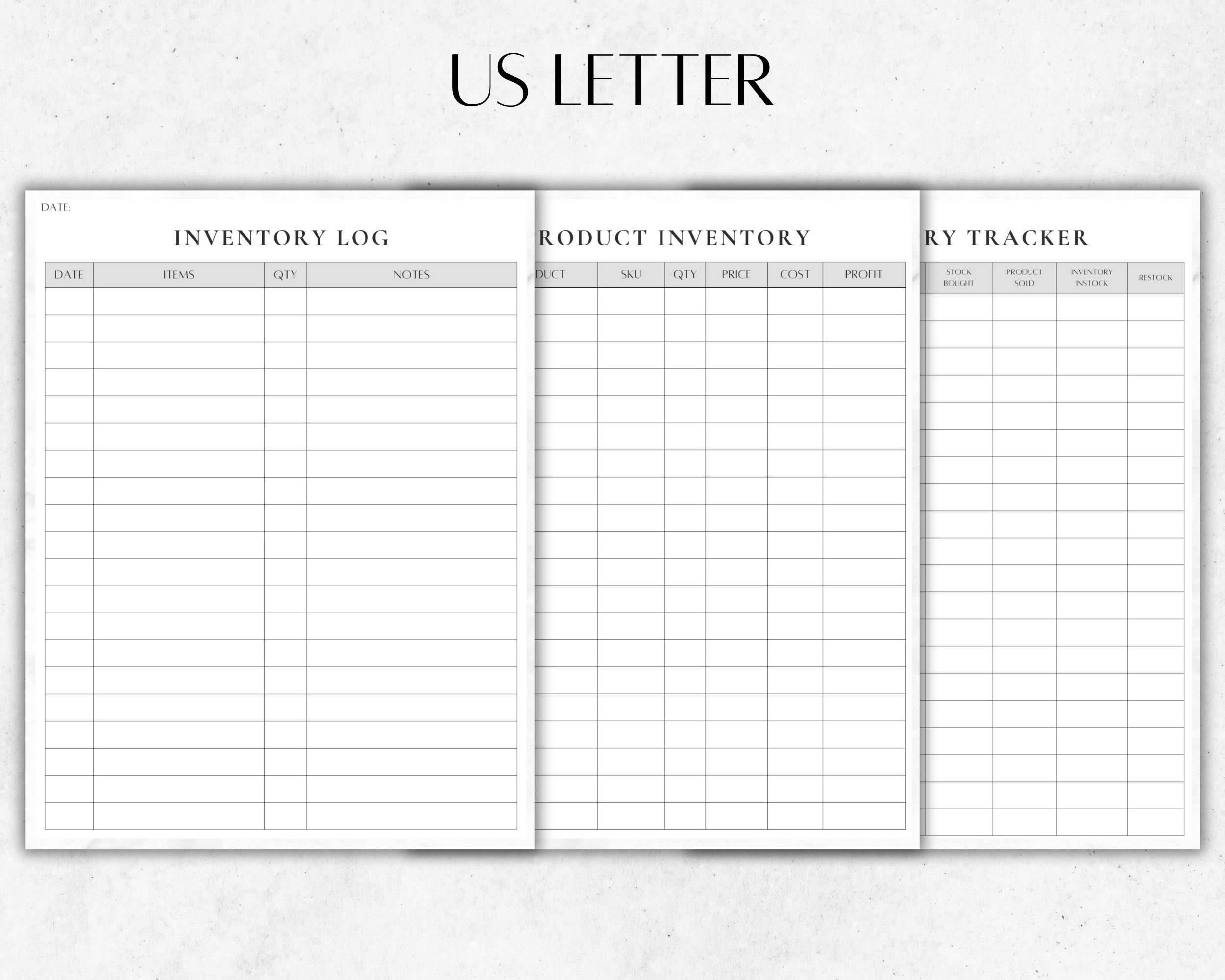Editable Inventory Tracker | Printable Inventory Log, US Letter & A4 ...