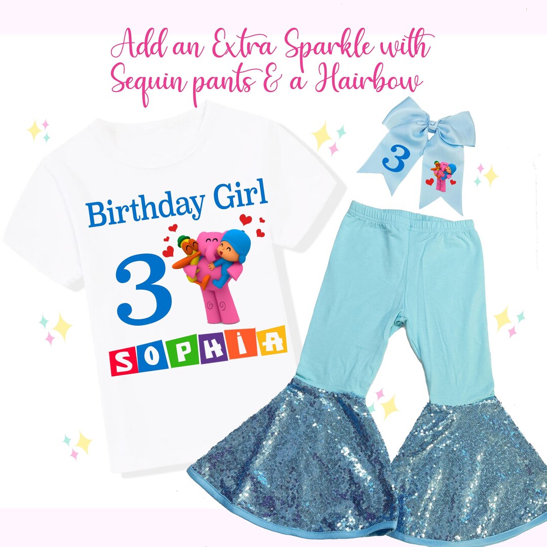 Pocoyo Birthday Outfit Set, Pocoyo Birthday Shirt, Birthday Shirt, Blue ...