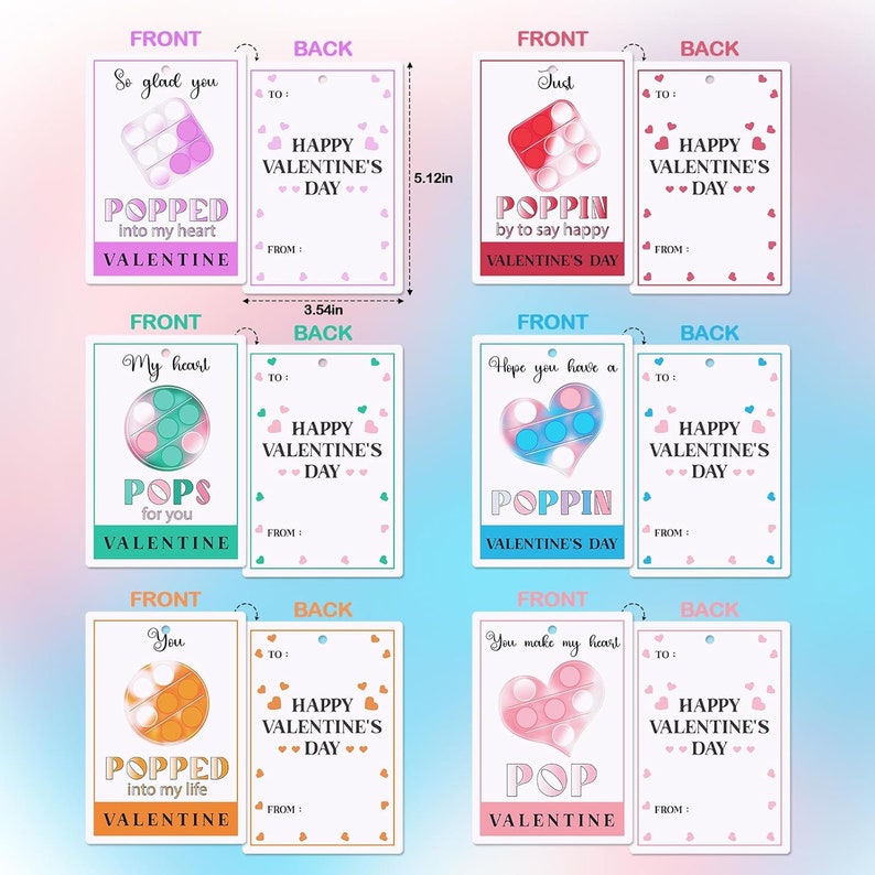 Valentines Cards for Kids Classroom 30 Pack Pop Fidget Valentines Day ...