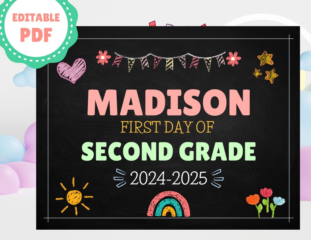 Editable First Day of School Sign, Printable, Personalized Sign, Back ...