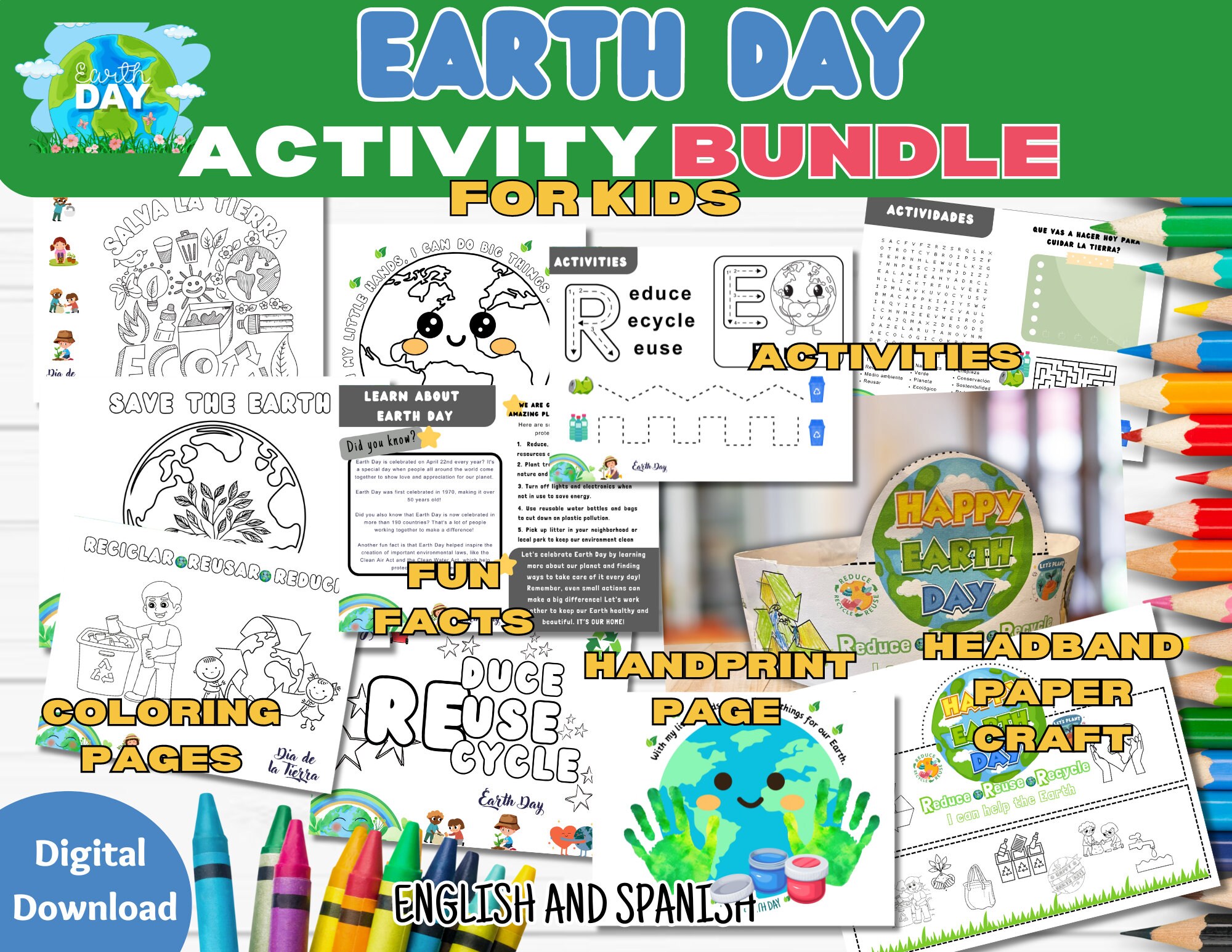 Earth Day Activity PACK, Coloring Pages, Earth Day Activities for Kids ...