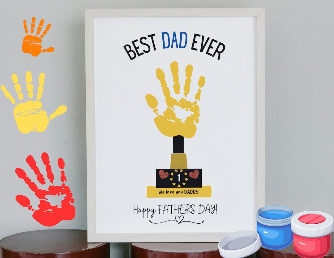 Best Dad, Father's Day Handprint Art, Father's Day Printable, Activity ...