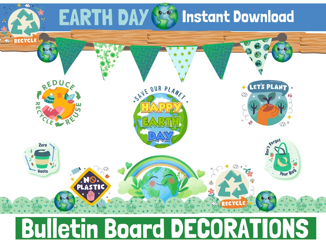 Earth Day Bulletin Board Kit: Printable Banner, Classroom Decor ...