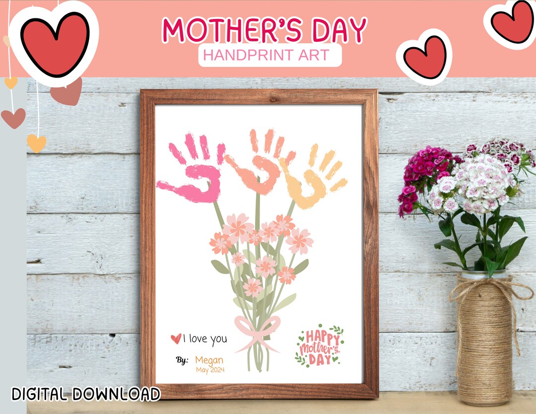 Mother's Day Handprint Flower Bouquet Art (digital Download) - Etsy