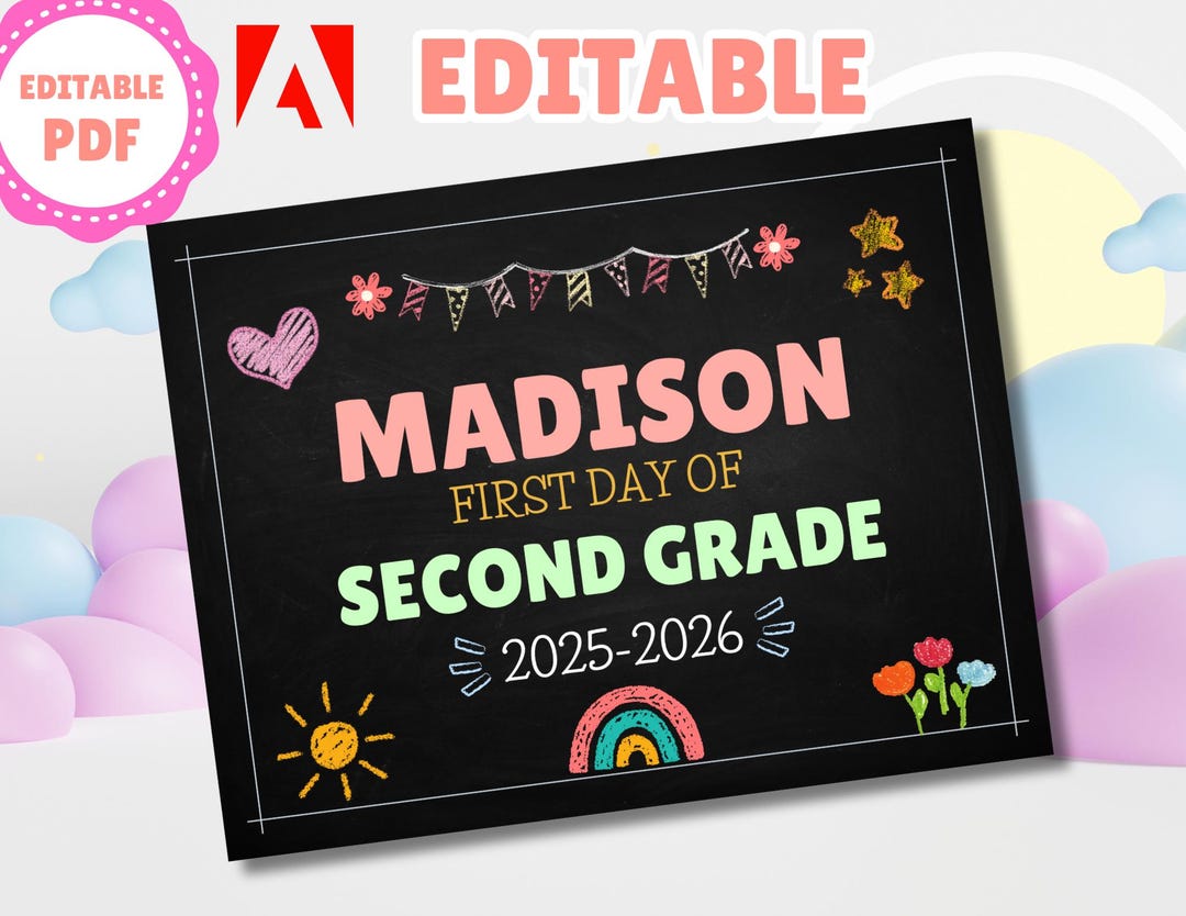 Editable First & Last Day of School Sign: Chalkboard PDF (digital ...