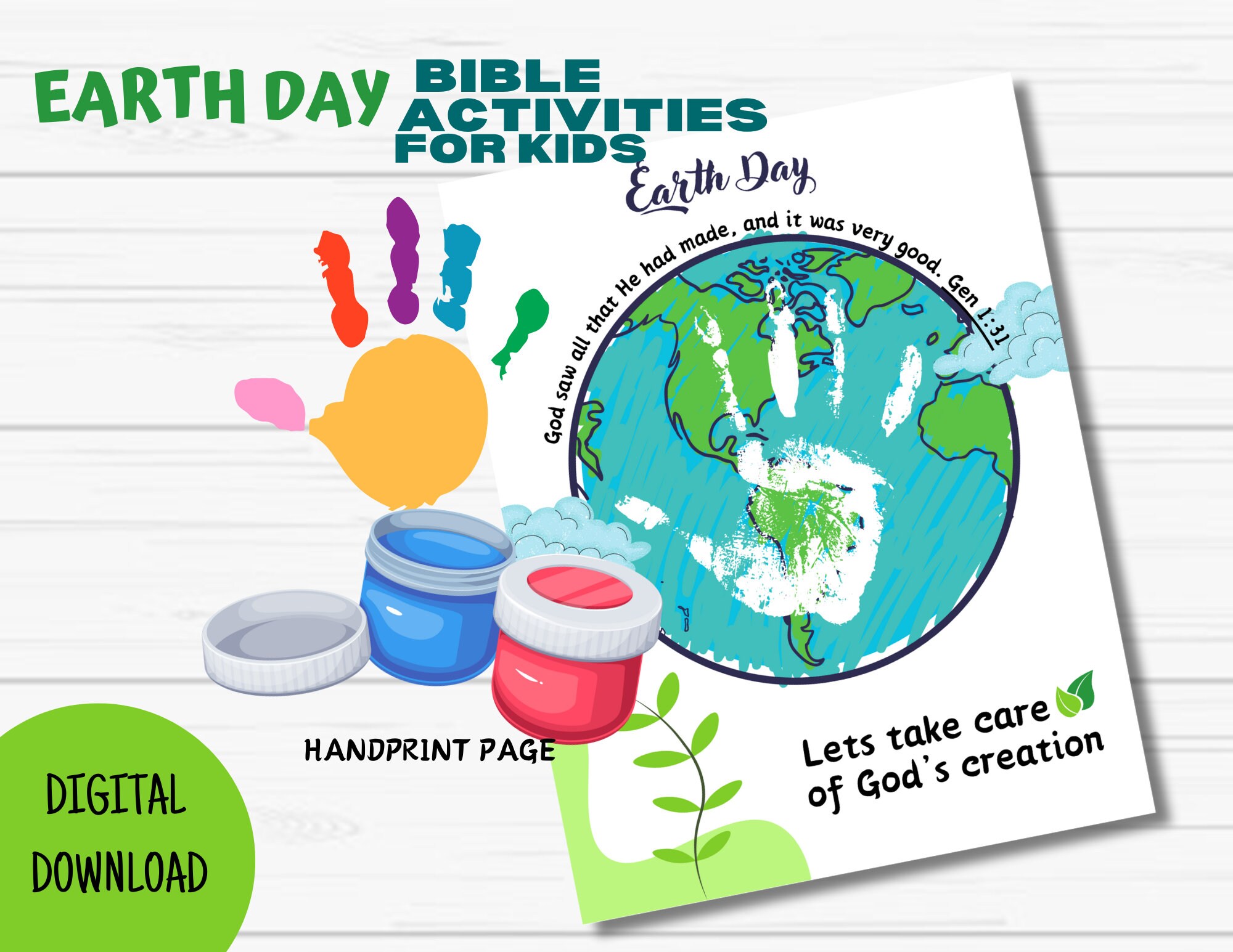 Earth Day Bible Lesson for Kids, Printable, Earth Day Handprint ...