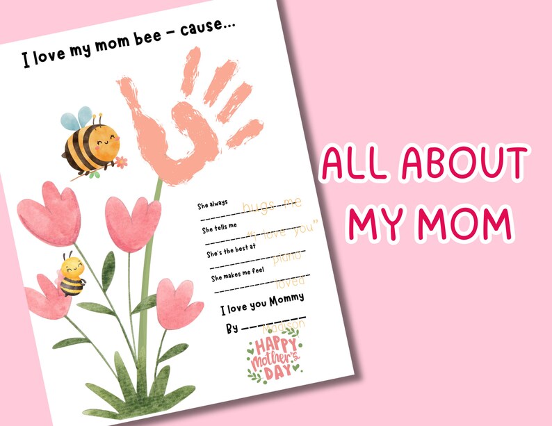I Love My Mom | Keepsake | Mother's Day Printable, Teacher and Parent ...
