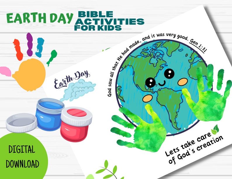 Earth Day Handprint Art Craft: Bible Lesson Activity (digital Download ...