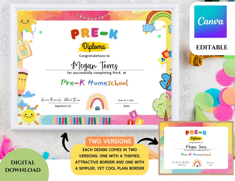 Bundle, PRE-K, Printable Homeschool Diploma, Pre-k Graduation ...