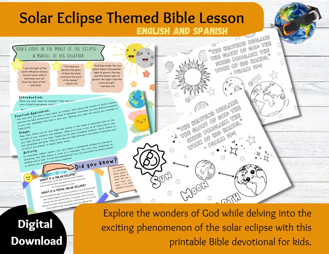 Solar Eclipse Bible Lesson: Homeschool Printable Activities (digital ...