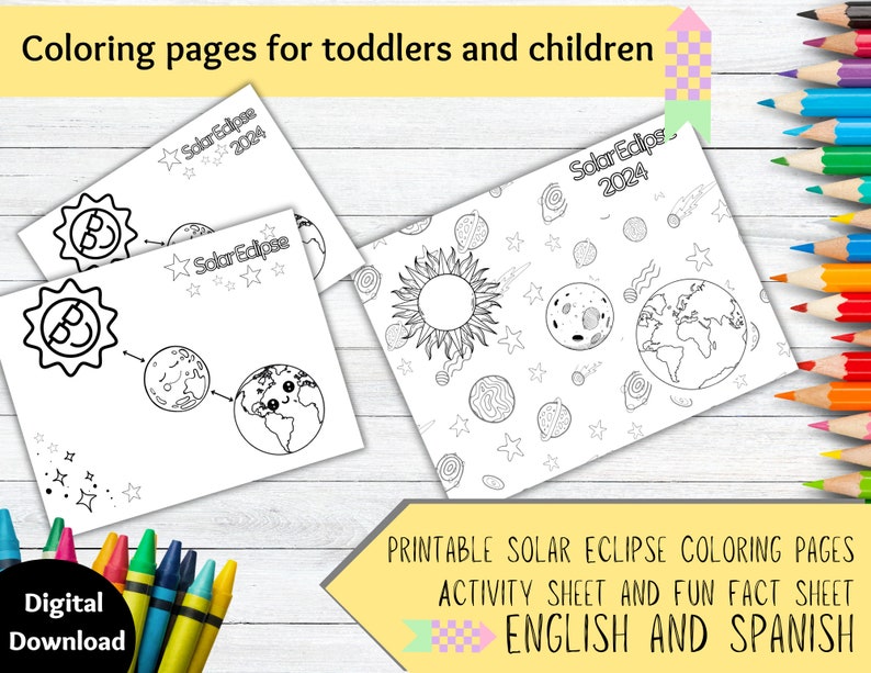 Solar Eclipse 2024 Activity Bundle, Solar Eclipse Coloring Pages, Solar ...