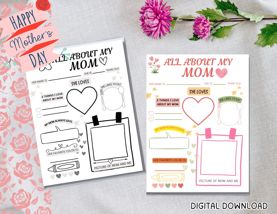 Mother's Day Printable: All About My Mom Keepsake (PDF) - Etsy
