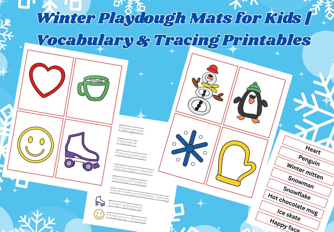 Winter Playdough Mats – Vocabulary & Tracing Worksheets for Kids - Etsy