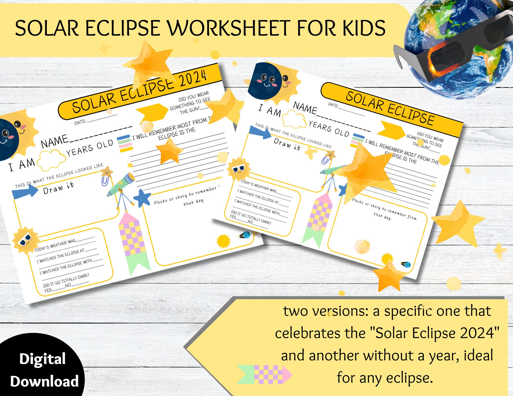Solar Eclipse Worksheet for Kids | Solar Eclipse Activity | My Own ...