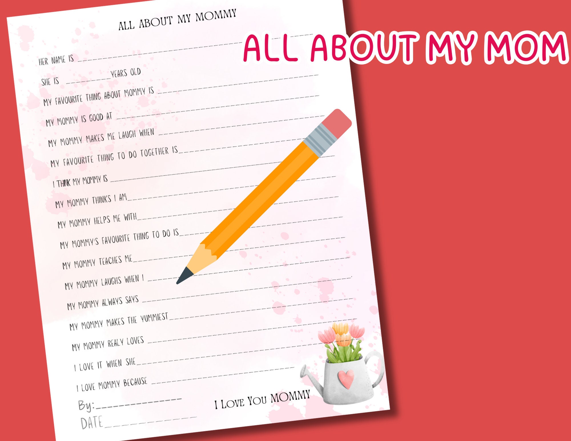 Mother's Day Printable: All About My Mom Keepsake (digital Download) - Etsy
