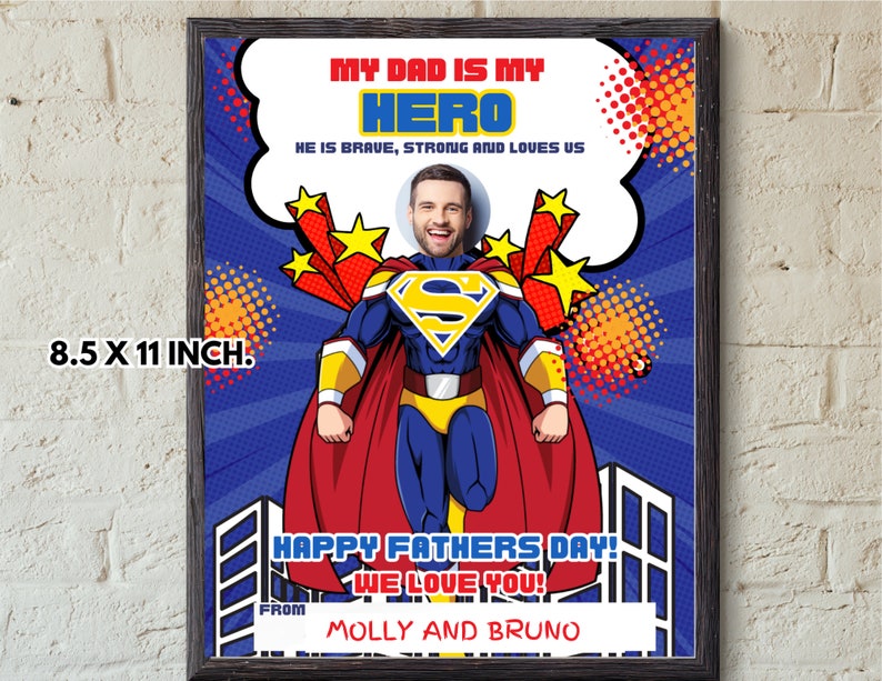 Father's Day Superhero Dad Photo Craft: DIY Gift for Kids (printable ...
