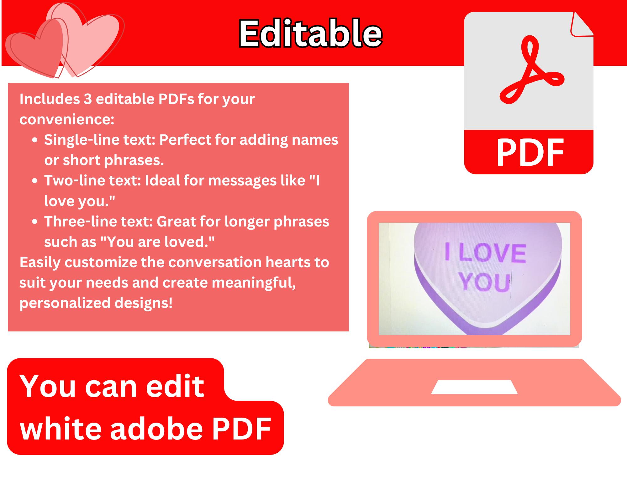 Editable Valentine's Conversation Hearts: Canva & PDF Template (digital ...