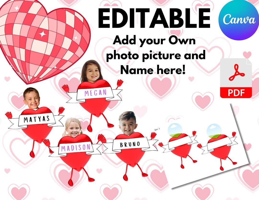 Editable Valentine's Day Heart Template: Photo & Name (PDF) - Etsy