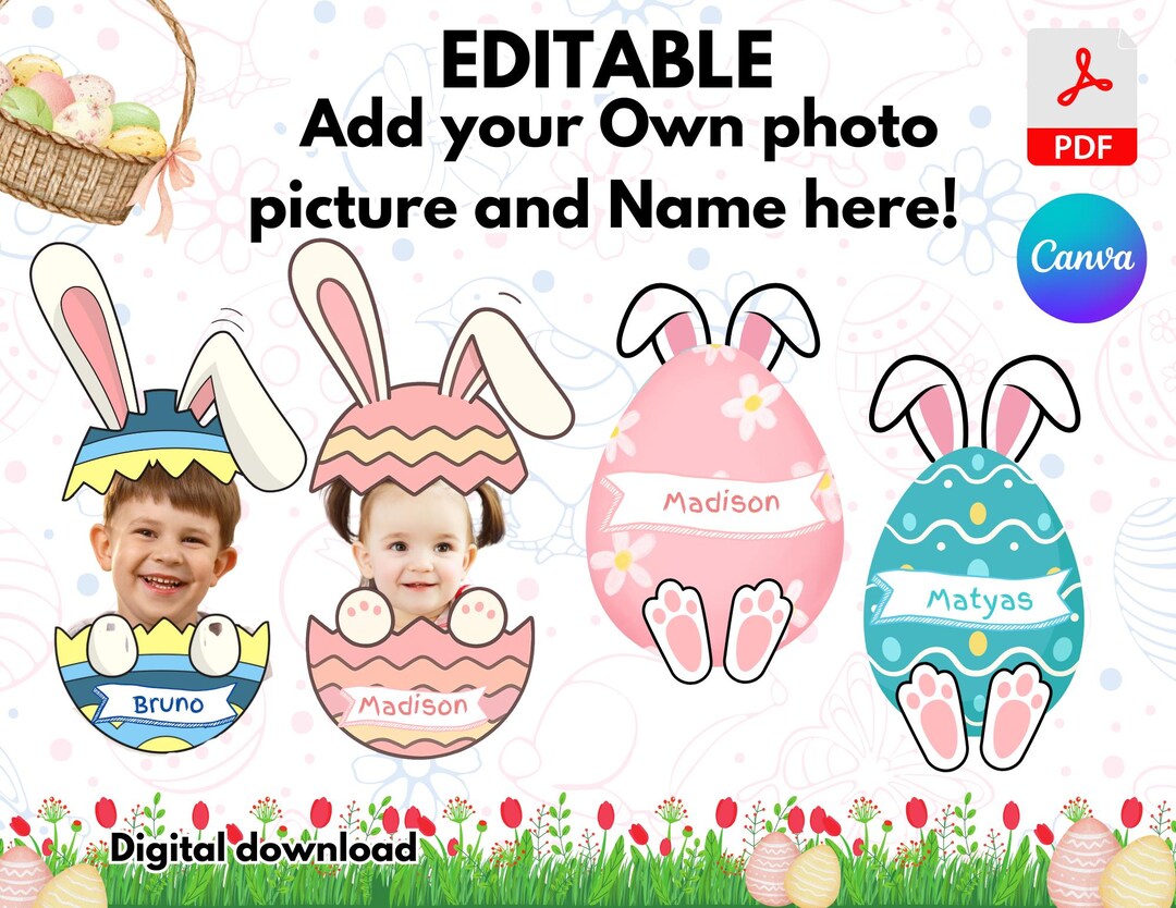 Editable Easter Egg Template: Photo & Name Keepsake (canva + PDF) - Etsy