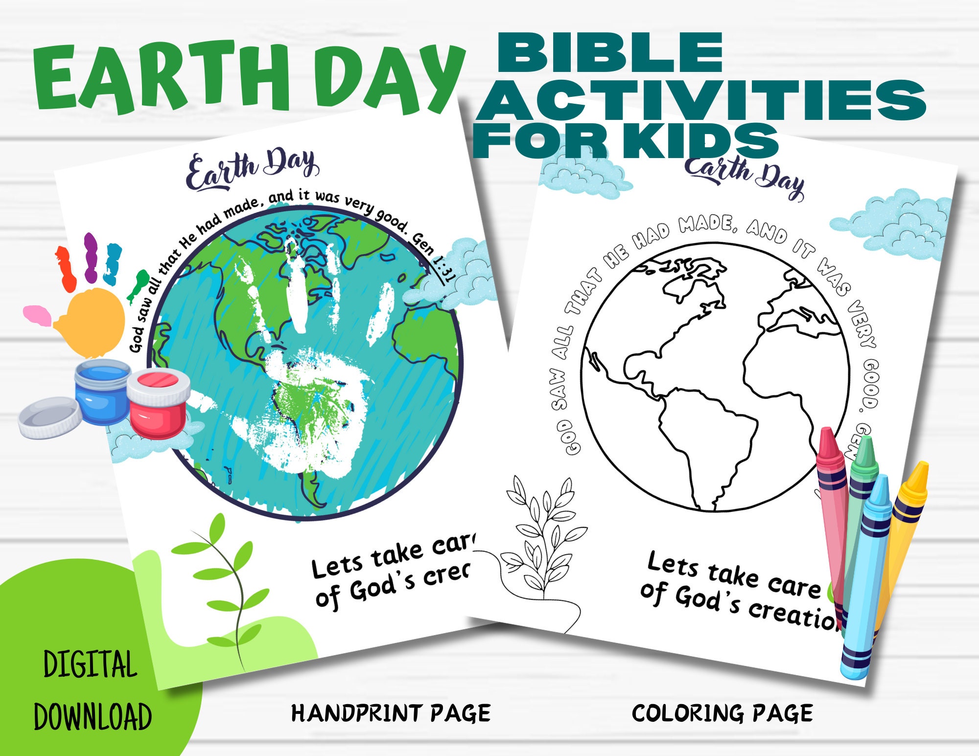 Earth Day Bible Lesson for Kids, Printable, Earth Day Handprint ...