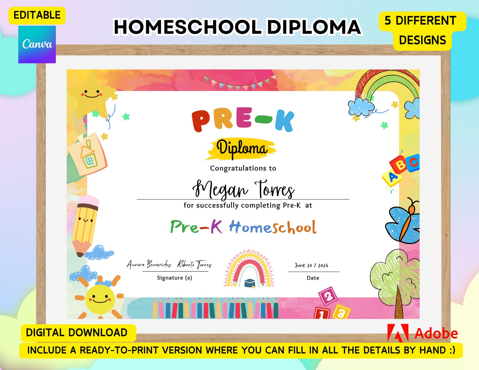 Bundle, PRE-K, Printable Homeschool Diploma, Pre-k Graduation ...