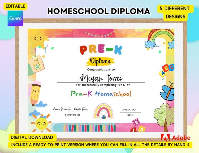 Bundle, PRE-K, Printable Homeschool Diploma, Pre-k Graduation ...