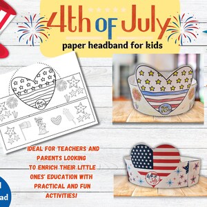 4th of July Headband: USA Printable Craft for Kids (DIY Digital ...