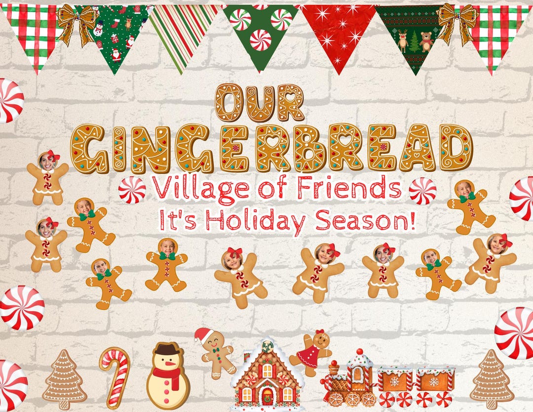 Christmas Gingerbread Bulletin Board: Add Your Photo (PDF Printable) - Etsy