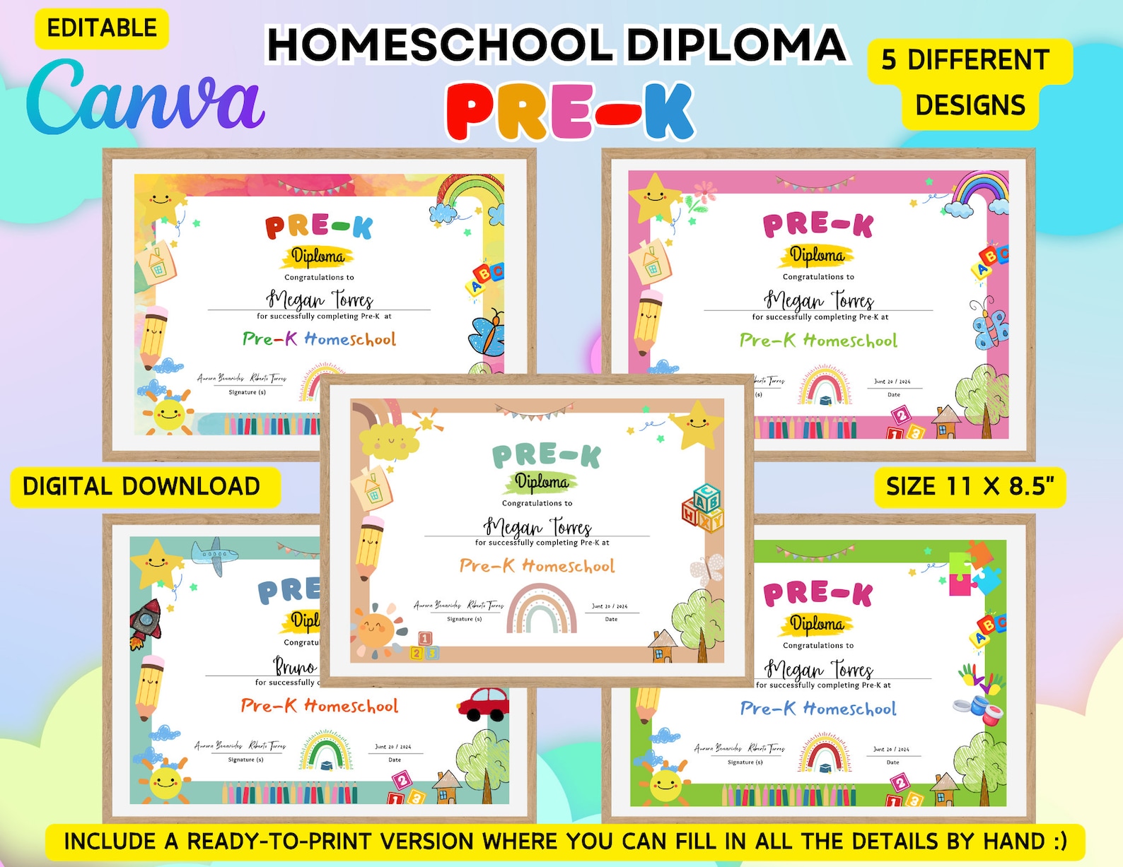 Bundle, PRE-K, Printable Homeschool Diploma, Pre-k Graduation ...