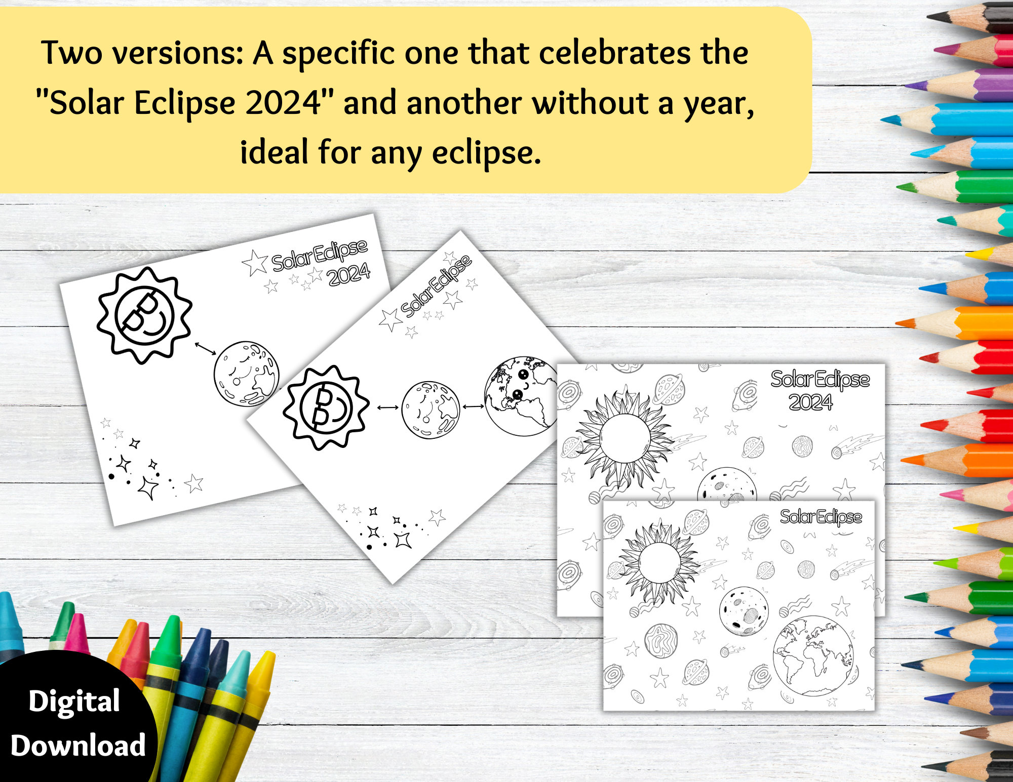 Solar Eclipse 2024 Activity Bundle, Solar Eclipse Coloring Pages, Solar ...