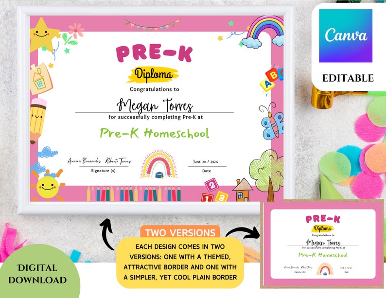 Bundle, PRE-K, Printable Homeschool Diploma, Pre-k Graduation ...