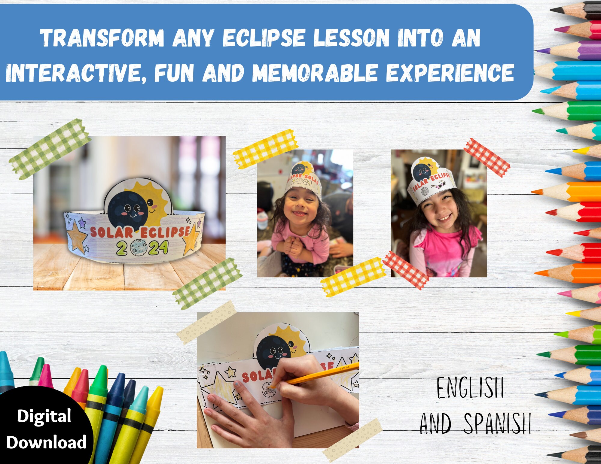 Solar Eclipse Paper Headband, Eclipse Printable Craft, Solar Eclipse ...