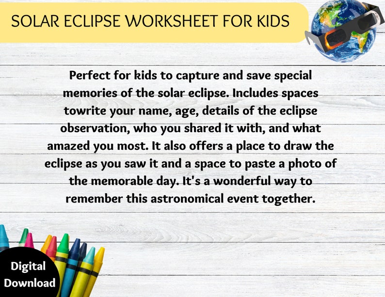 Solar Eclipse Worksheet for Kids | Solar Eclipse Activity | My Own ...