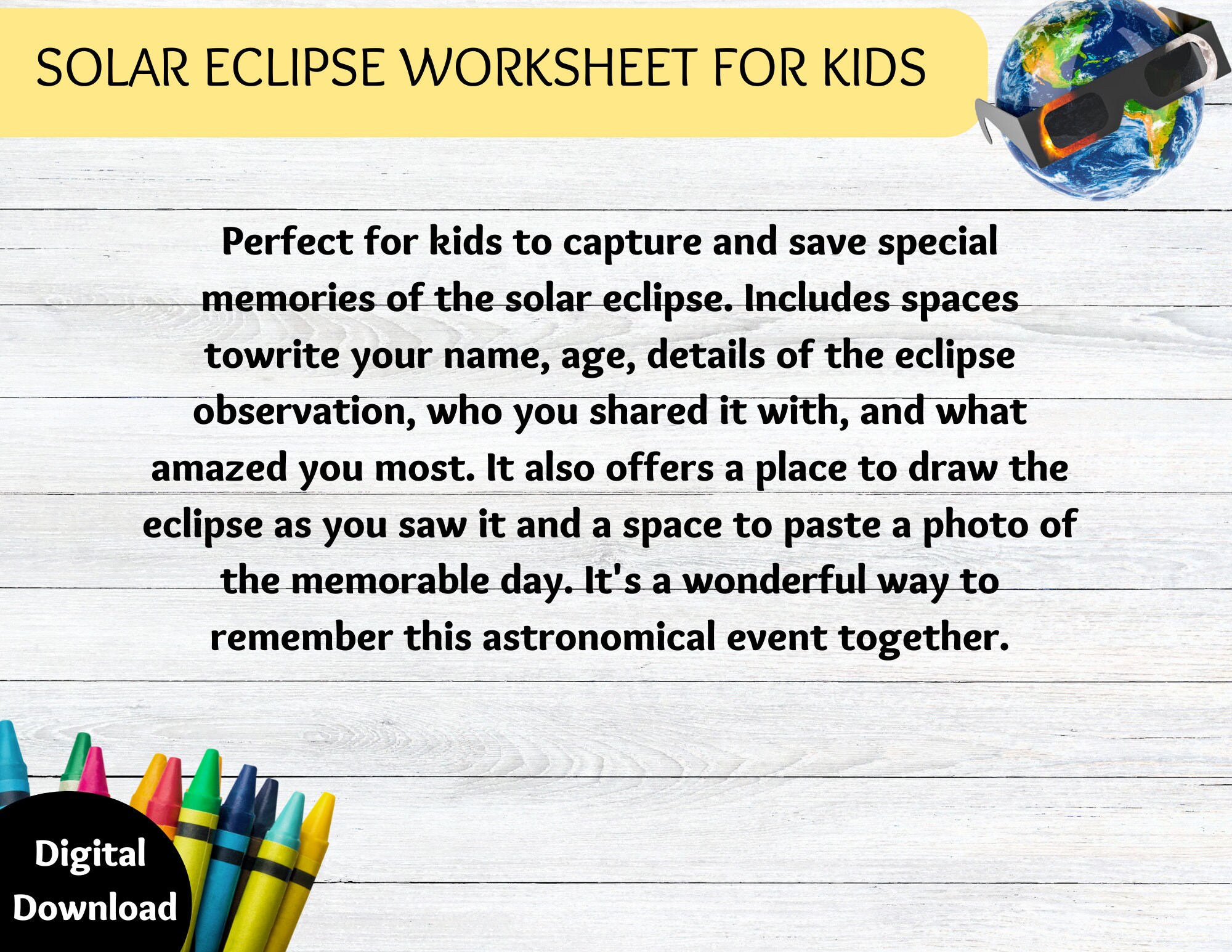 Solar Eclipse Worksheet for Kids | Solar Eclipse Activity | My Own ...