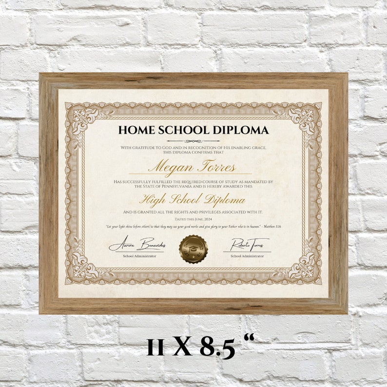 Religious Printable Homeschool Diploma, High School Graduation ...