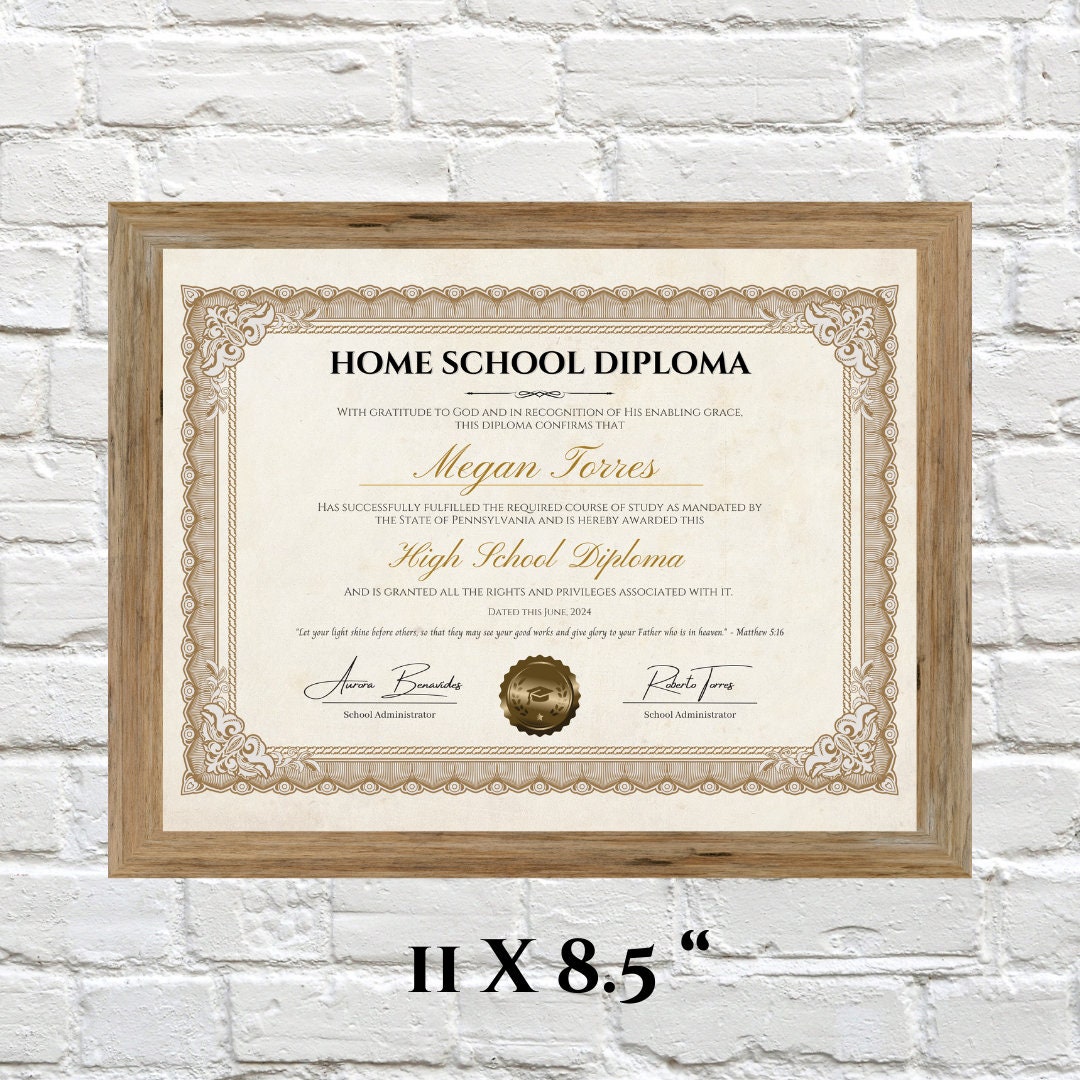 Religious Printable Homeschool Diploma, High School Graduation ...