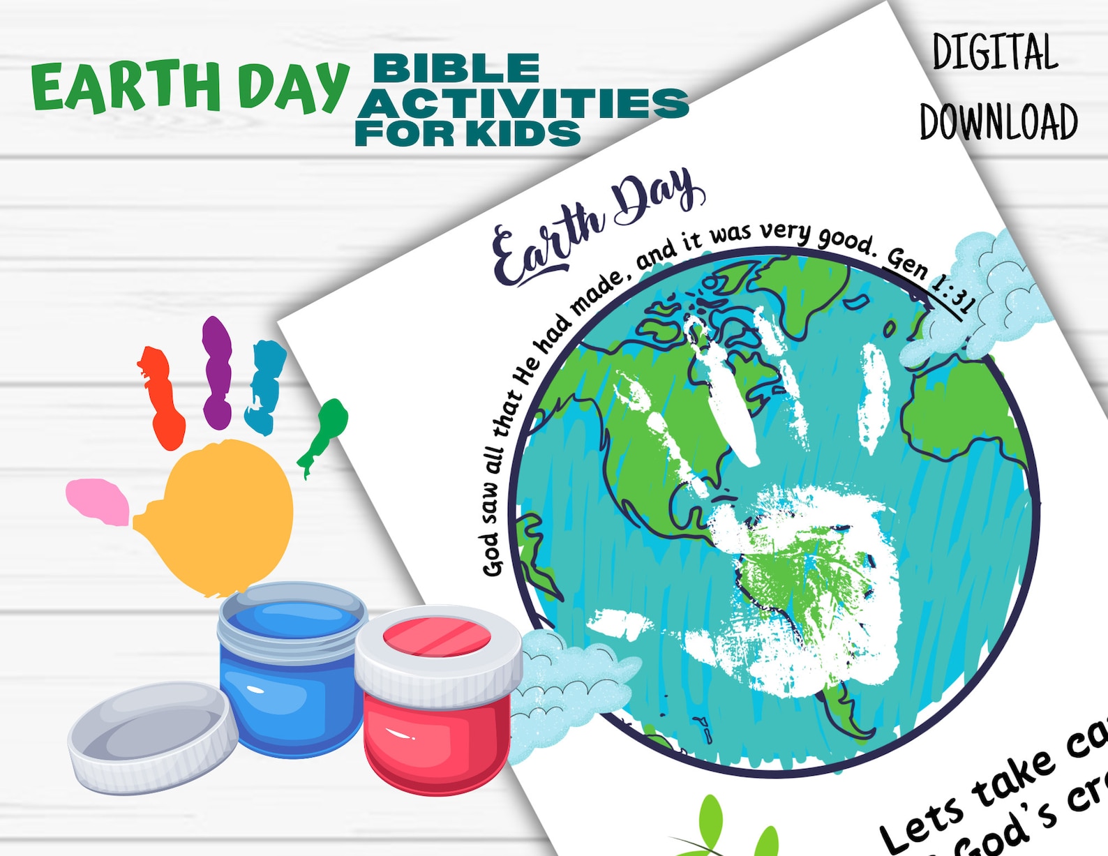 Earth Day Bible Lesson for Kids, Printable, Earth Day Handprint ...