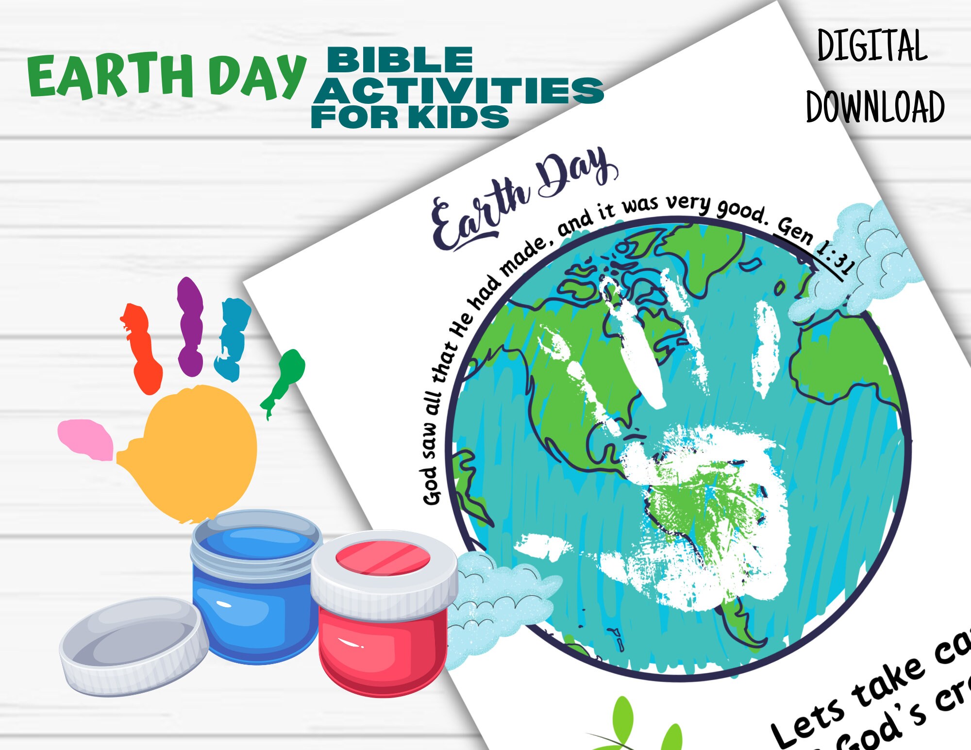 Earth Day Bible Lesson for Kids, Printable, Earth Day Handprint ...