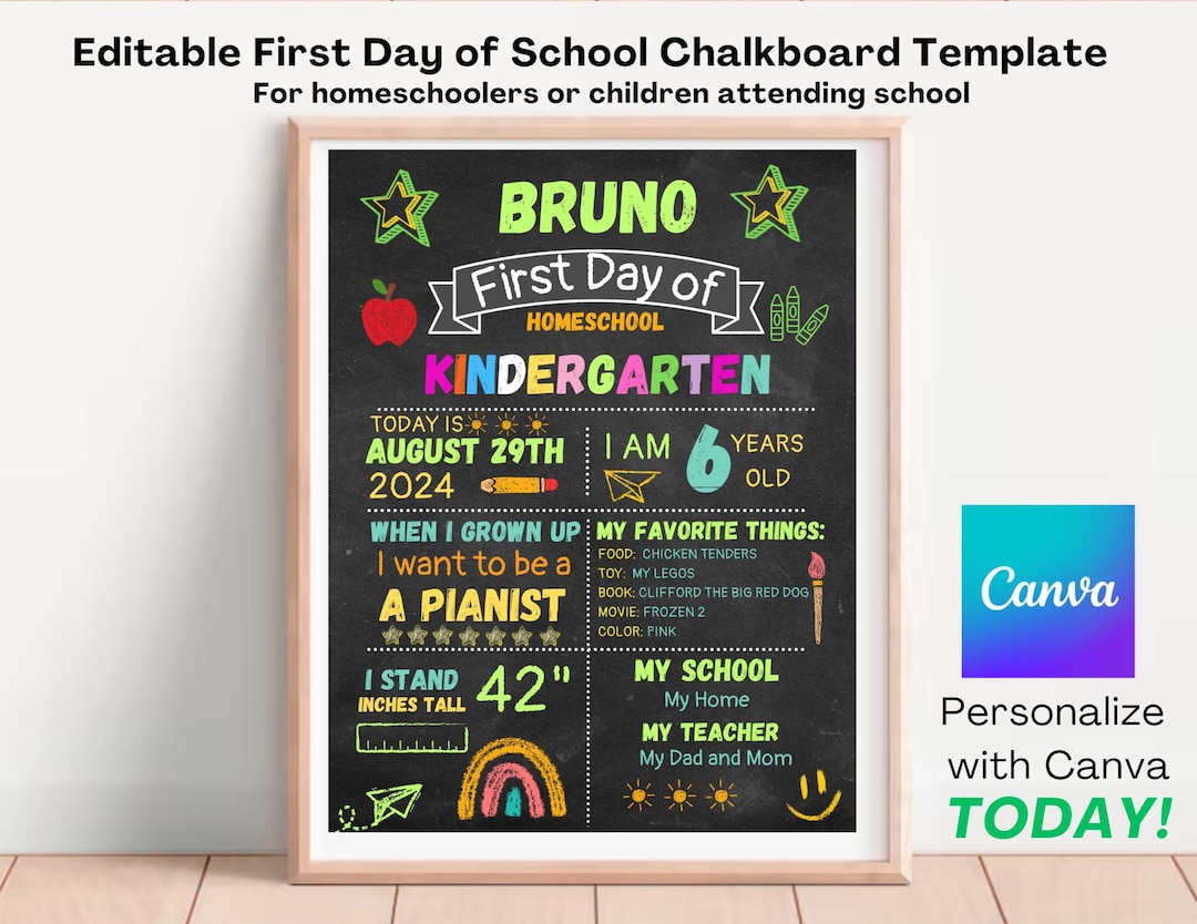 Editable First Day of School Chalkboard Sign (digital Download) - Etsy