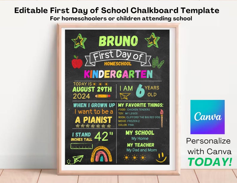 Editable First Day of School Chalkboard Sign (digital Download) - Etsy